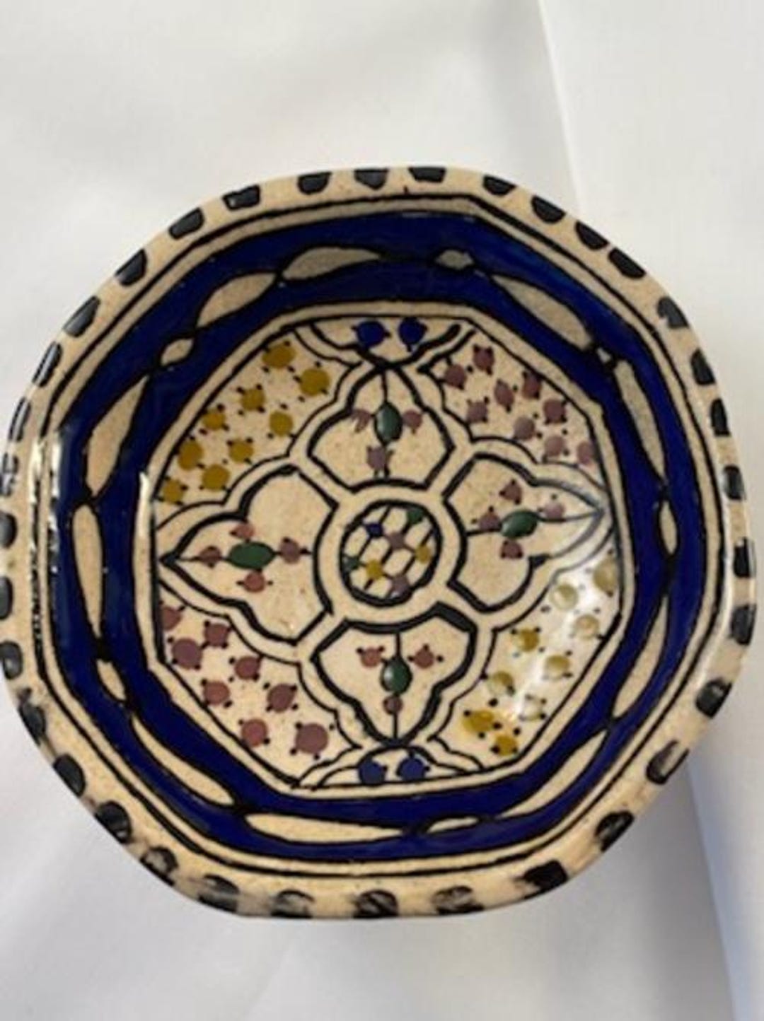 Vintage Moroccan Safi Pottery Hand Painted Bowl Trinket Dish - Etsy