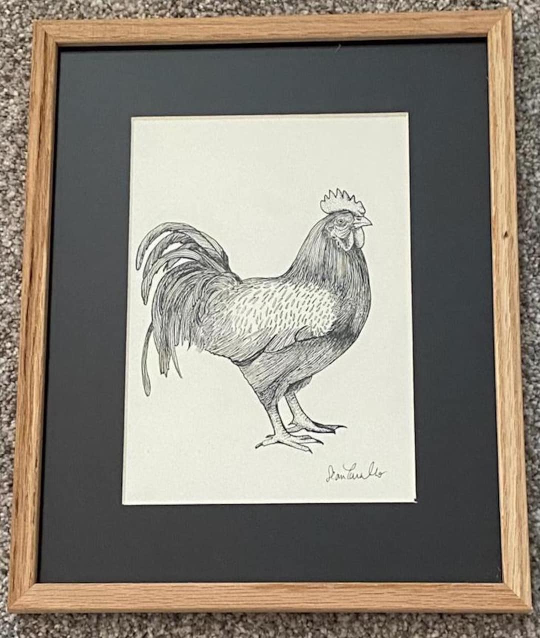 Original Pen & Ink Sketch - Chicken - Matted and Framed - Etsy