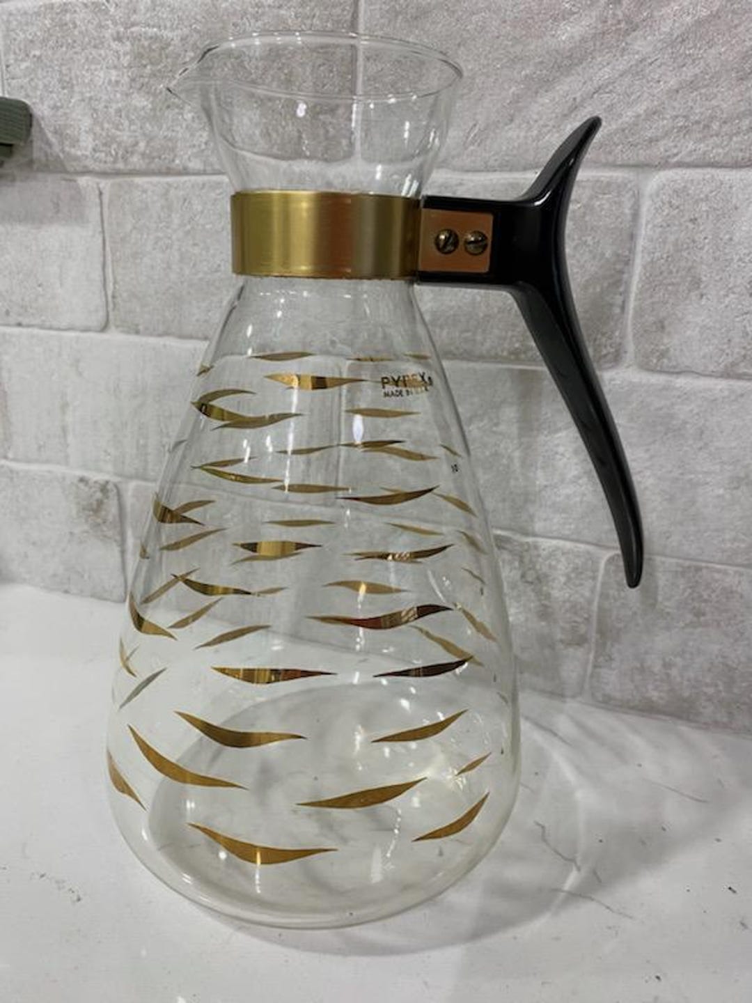 Vintage Pyrex Coffee Carafe - Gold Wave Design - MCM - 1950s - Etsy