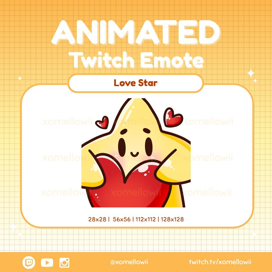 Animated Love Heart Star Emote: Twitch, Discord, Youtube (instant ...