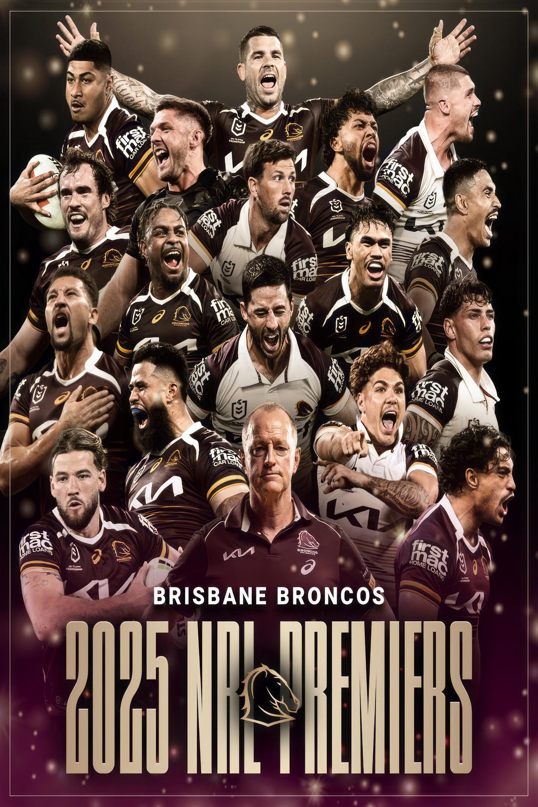 Brisbane Broncos 2025 Premiers Nrl Rugby Team Poster, CHAMPIONS Digital ...