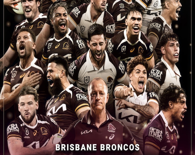 Brisbane Broncos 2025 Premiers Nrl Rugby Team Poster, CHAMPIONS Digital ...