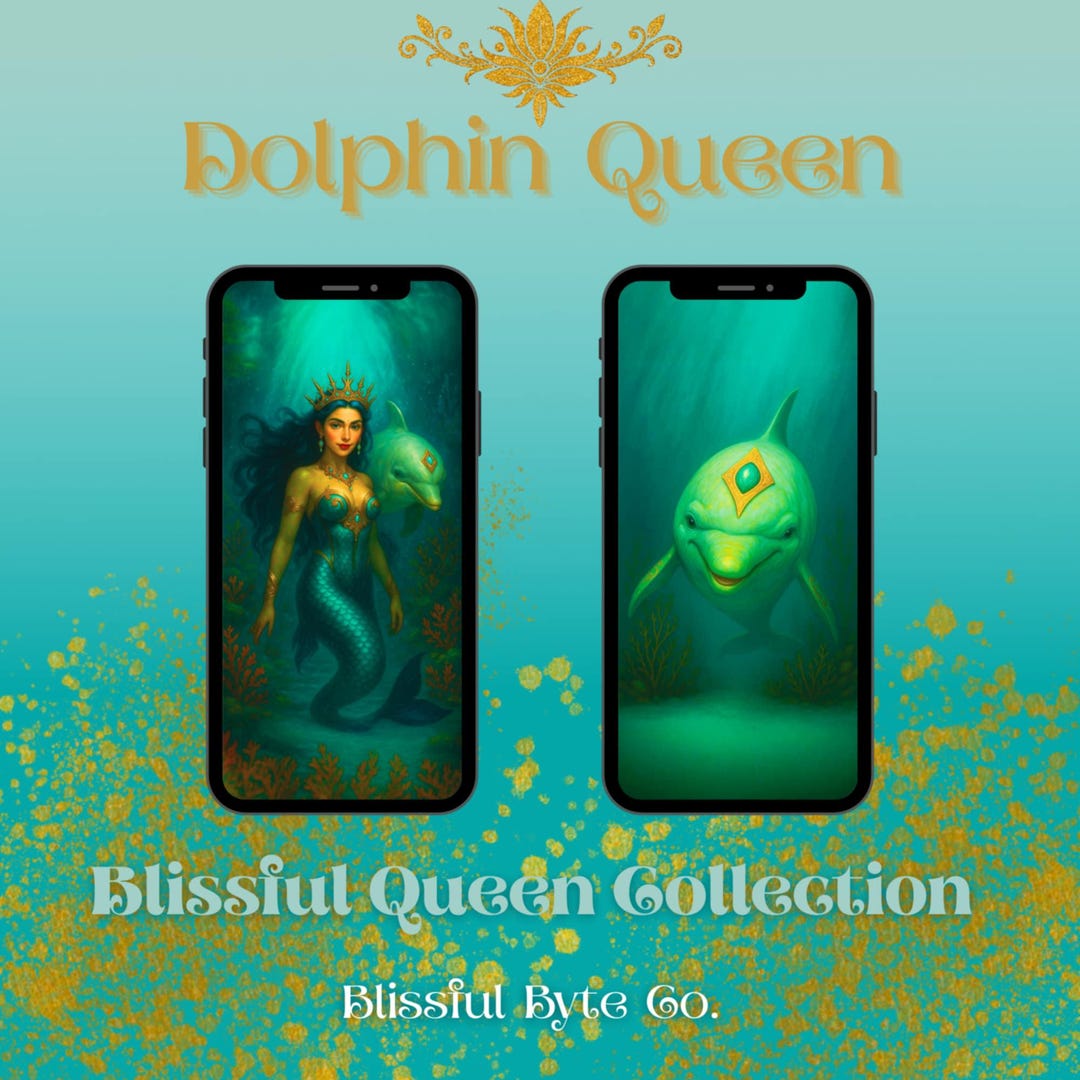 Dolphin Queen Phone Wallpaper Set: Mermaid Lock Screen (digital ...