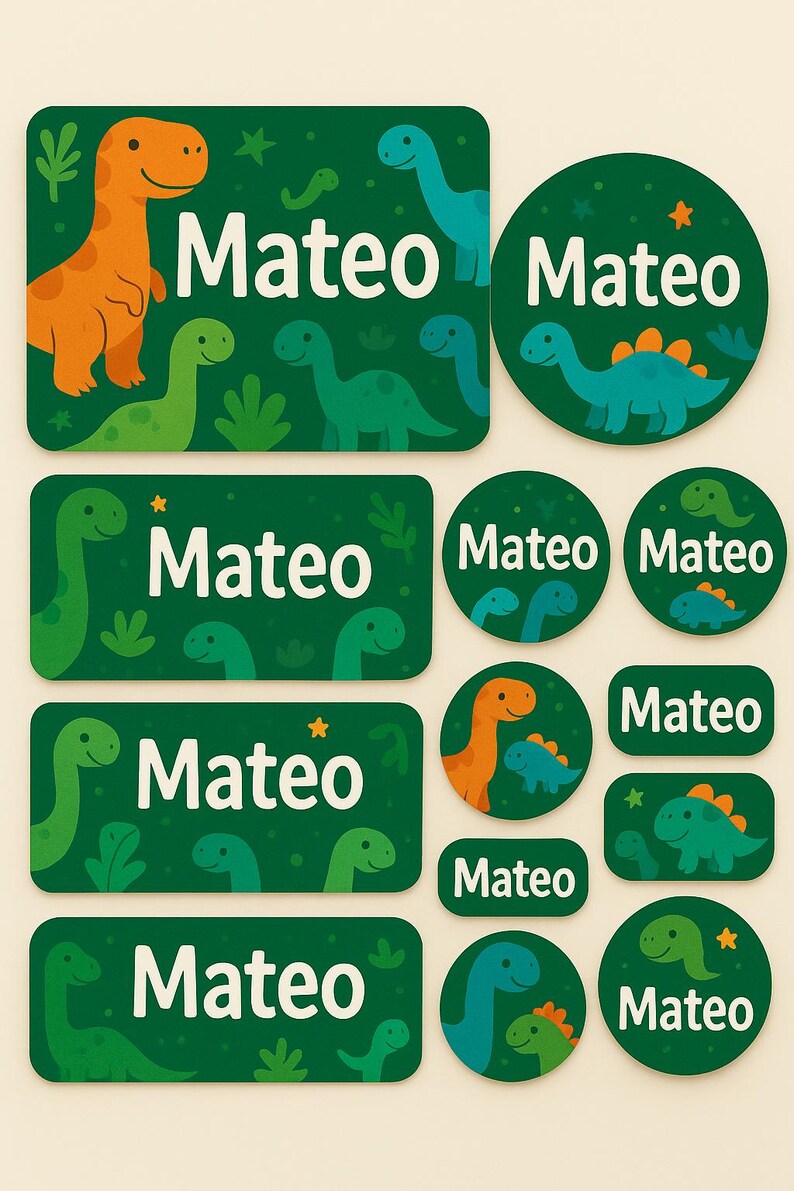 Printable Name Labels – Dinosaur Theme – “mateo” – Back to School ...