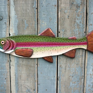 Rainbow Trout Folk Art Fish Wall Art 37 | Etsy