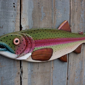 Rainbow Trout Folk Art Fish Wall Art 37 | Etsy