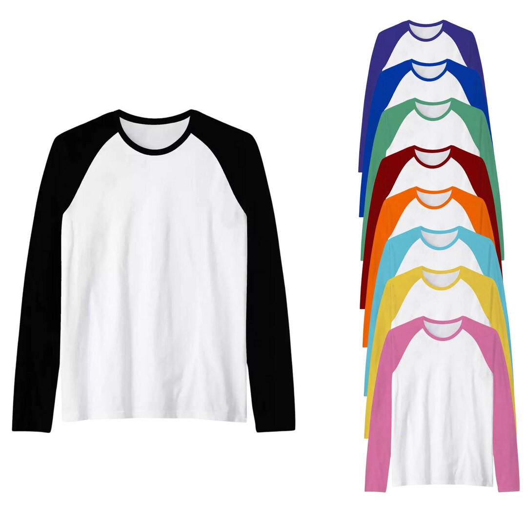Sublimation Blank Polyester Raglan Long Sleeve T-shirt - Adult & Kids ...