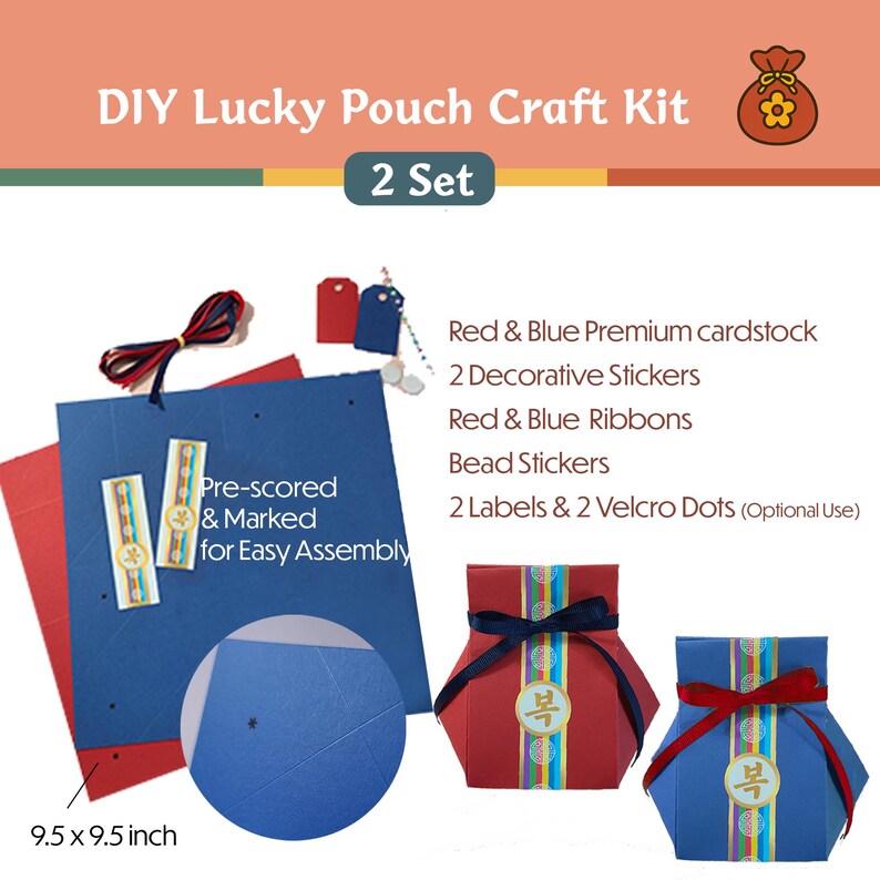 Korean Lunar New Year Craft Set • DIY Lucky Pouch, New Year Card ...