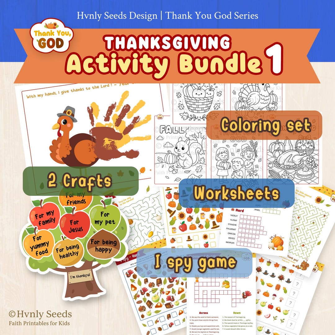Activity BUNDLE for Thanksgiving - Turkey Handprint, Thankful Tree ...