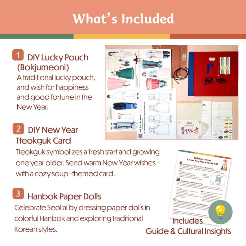 Korean Lunar New Year Craft Set • DIY Lucky Pouch, New Year Card ...