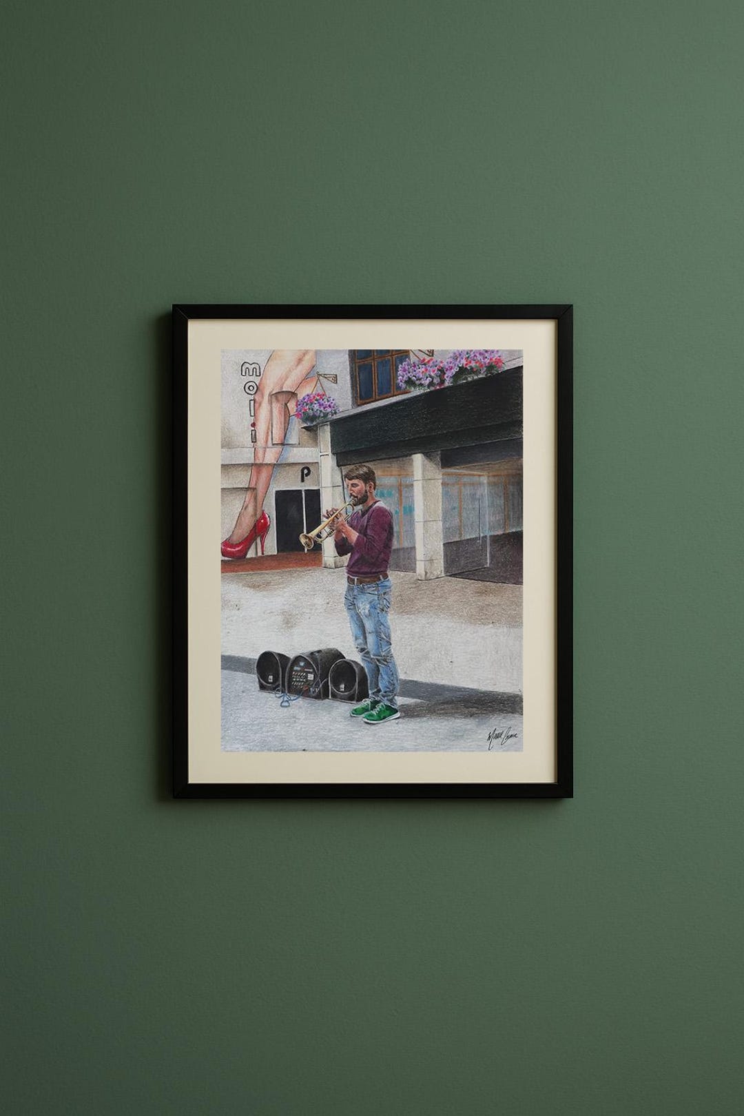 The Trumpet Player – Musician Wall Art Print, Street Performer ...