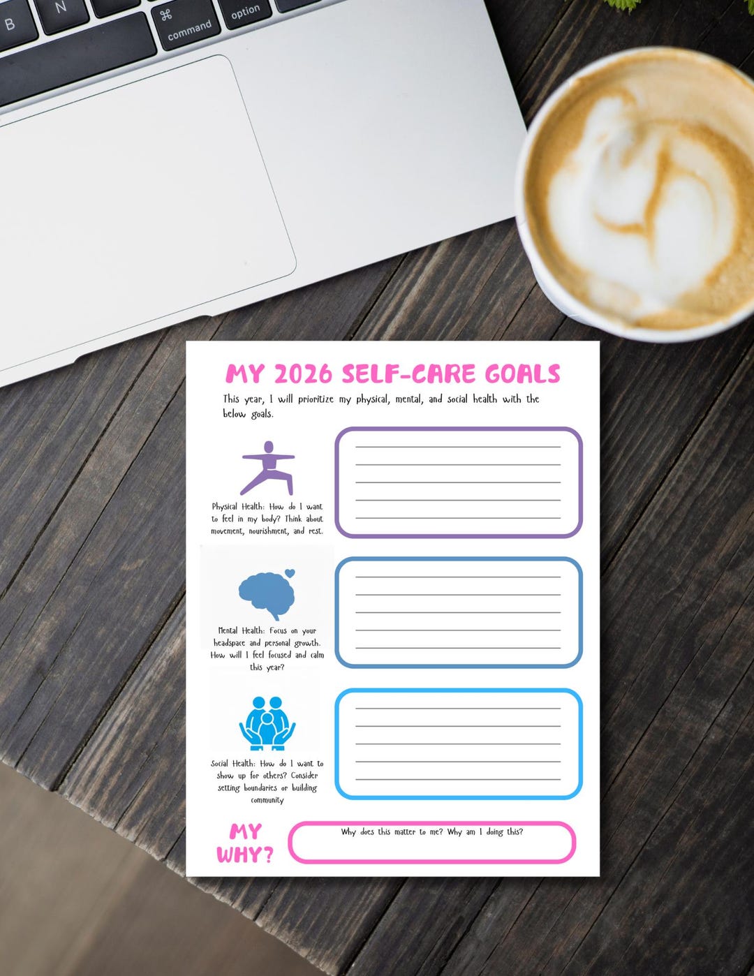 2026 Self-care Goal Setting Worksheet | Digital Wellness | Physical ...