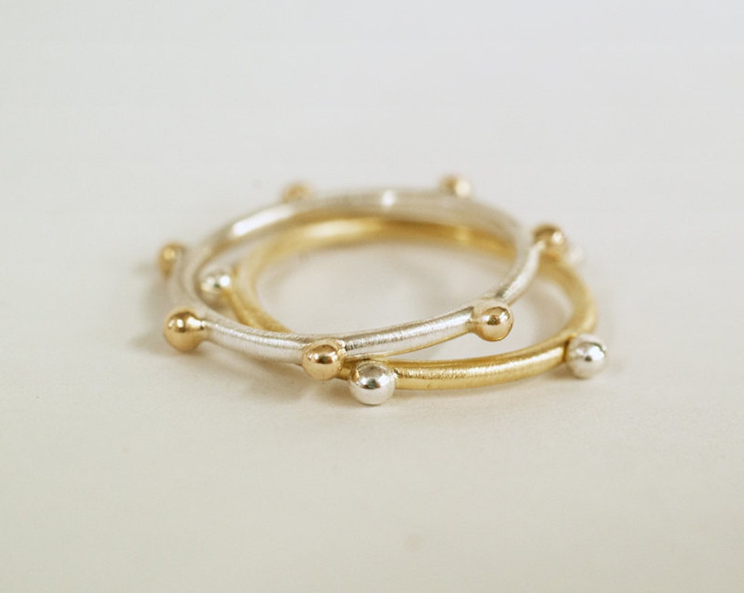 14k Gold and Sterling Silver Stacking Rings - Etsy