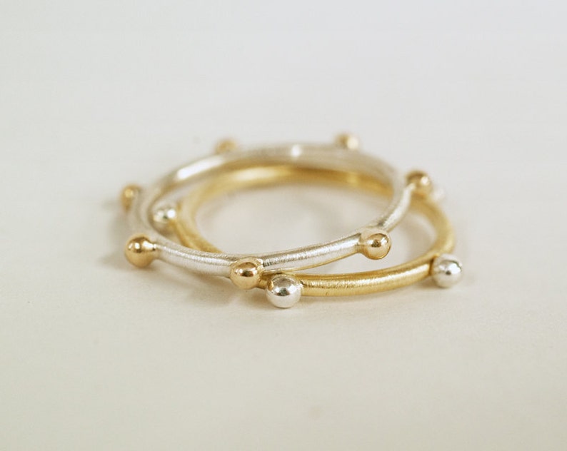 14k Gold and Sterling Silver Stacking Rings - Etsy