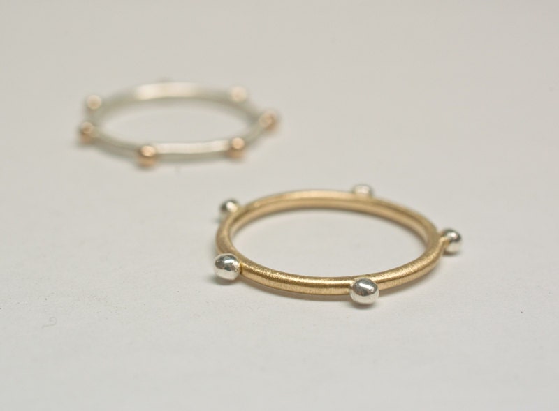 14k Gold and Sterling Silver Stacking Rings - Etsy