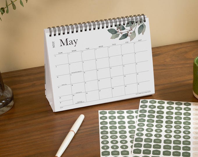 Small Desk Calendar 2026, Cabbrix Standing Flip Desktop Calendar ...
