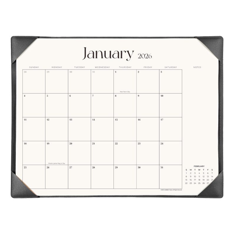 Simplified Desk Calendar 2026-2027 With Desktop Mat, Cabbrix 21"x16.5 ...