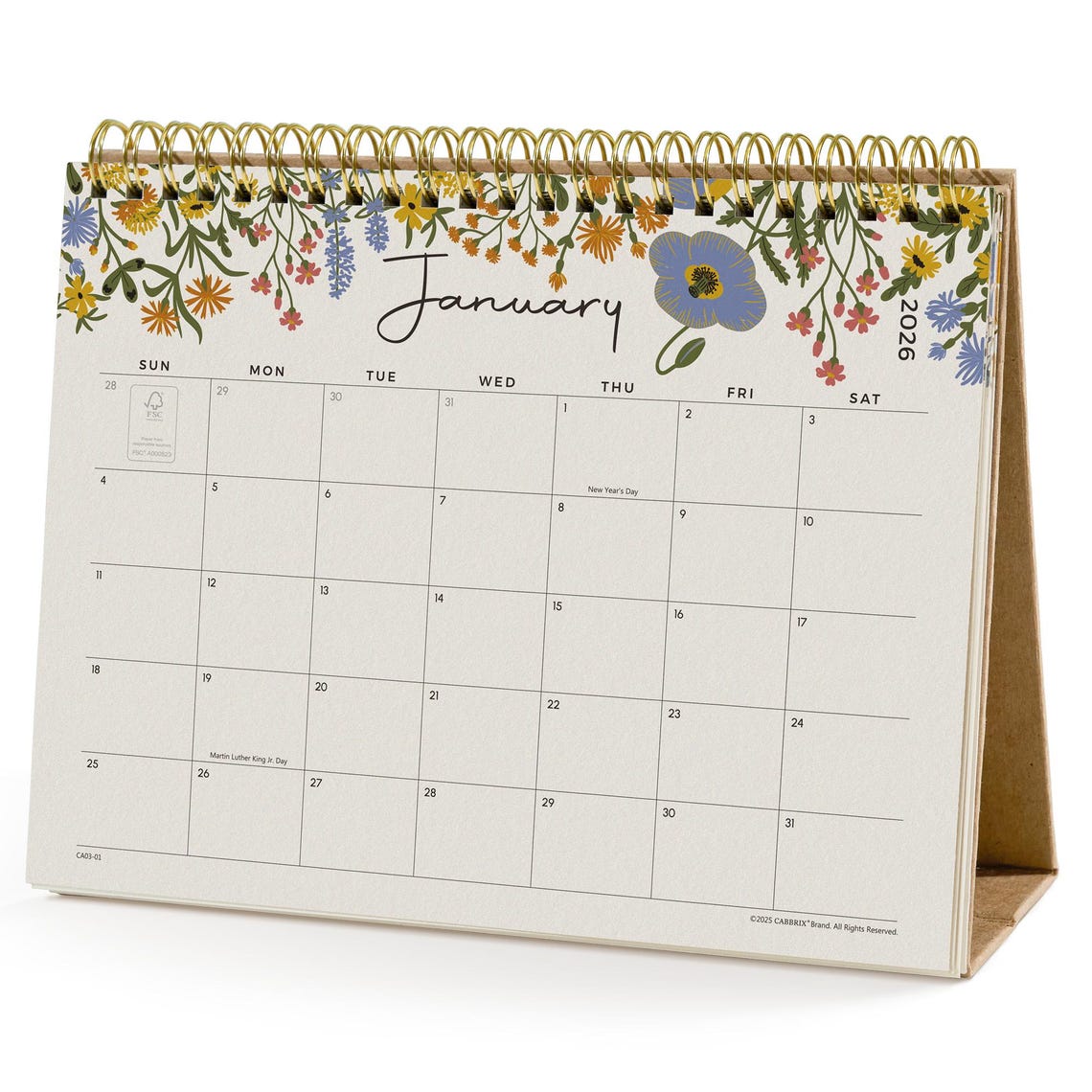 Cabbrix Summer Trace Standing Flip Desk Calendar From Jan 2026 to June ...