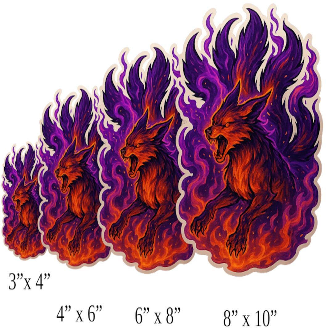 Mythic Fire Fox Sticker Bundle | 4 Piece Sticker Set | - Etsy