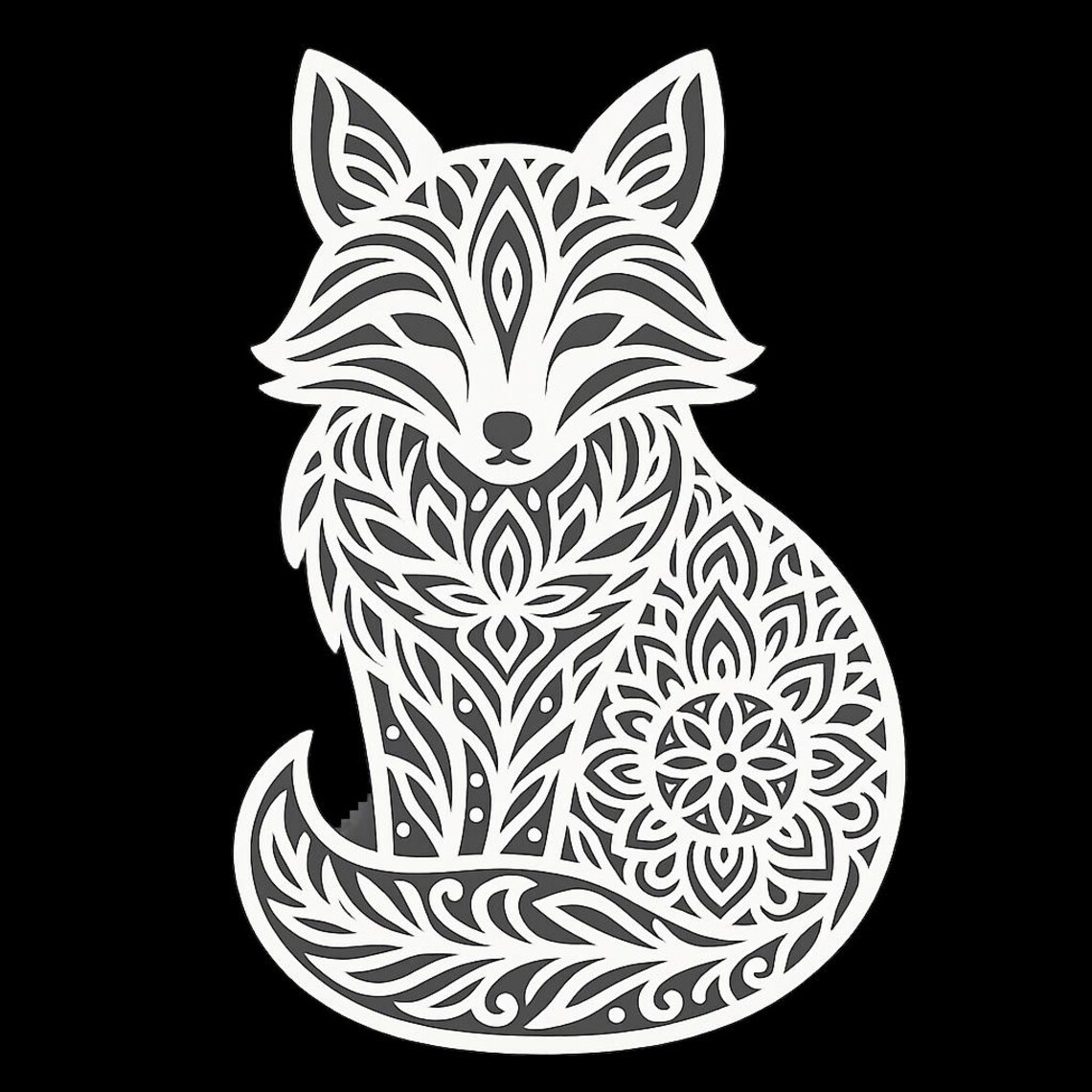 Layered Fox SVG | Mandala Fox Papercut Template | 5 Layer Laser Cut ...