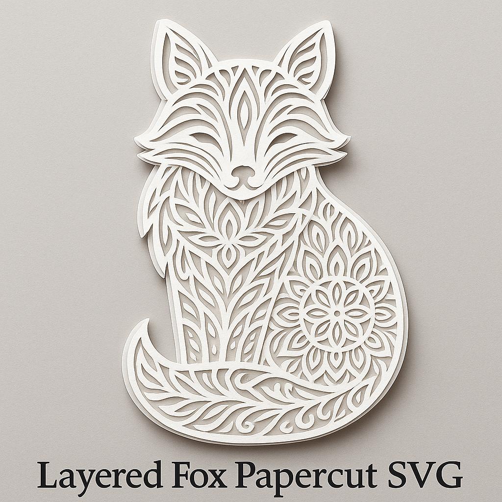 Layered Fox SVG | Mandala Fox Papercut Template | 5 Layer Laser Cut ...
