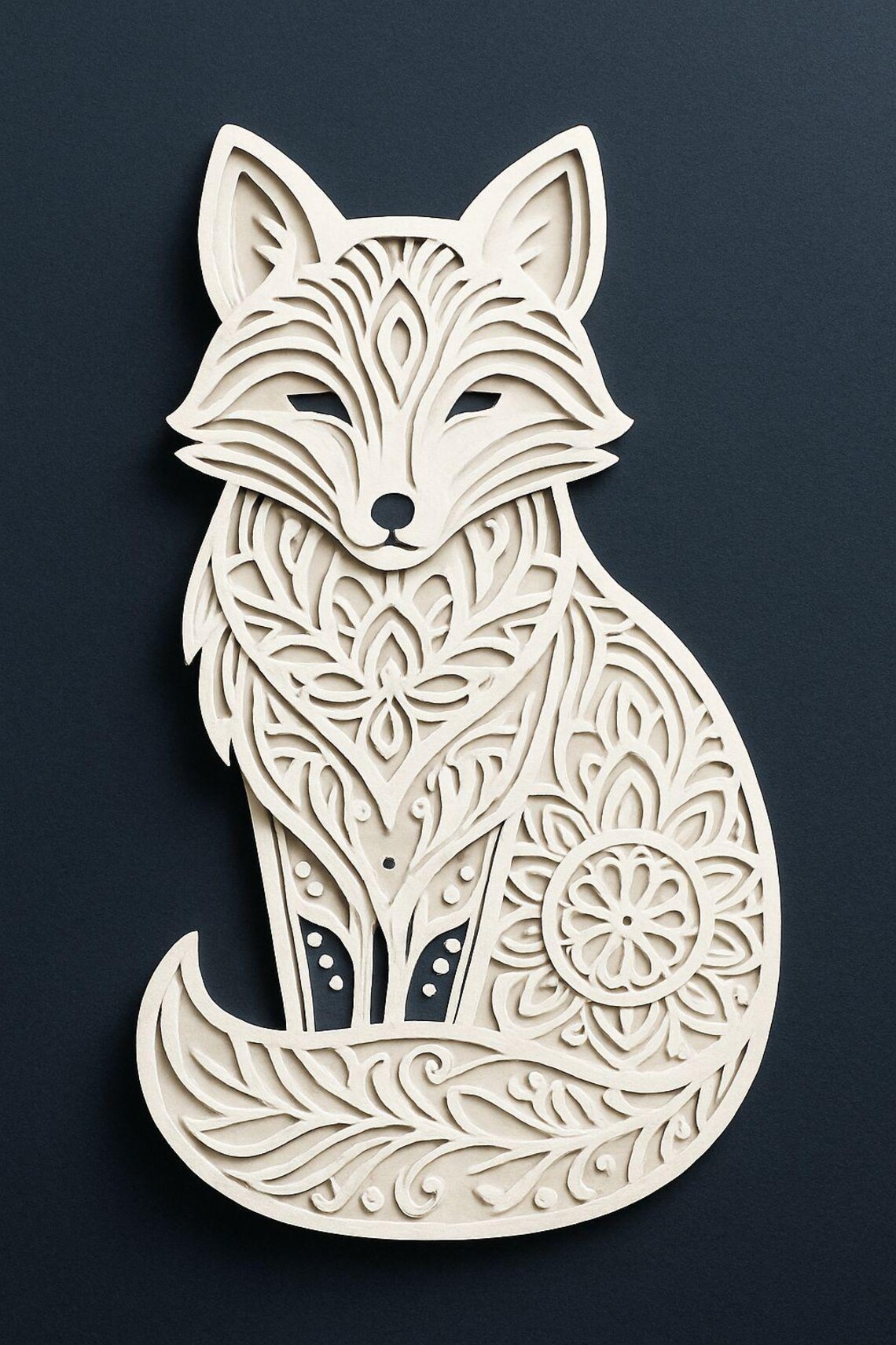 Layered Fox SVG | Mandala Fox Papercut Template | 5 Layer Laser Cut ...