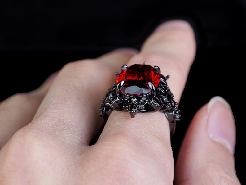 Love and Deepspace Sylus Replica Ring | Adjustable Gothic Red Gem Ring ...