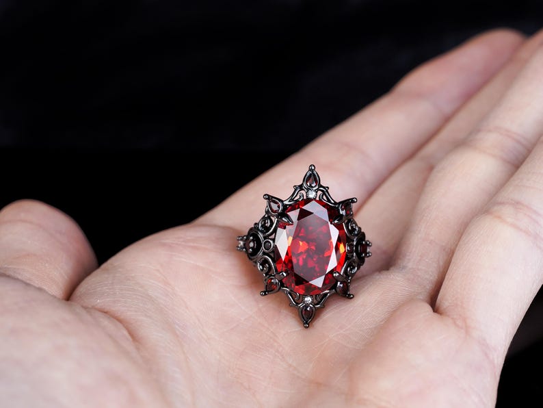 Love and Deepspace Sylus Replica Ring | Adjustable Gothic Red Gem Ring ...