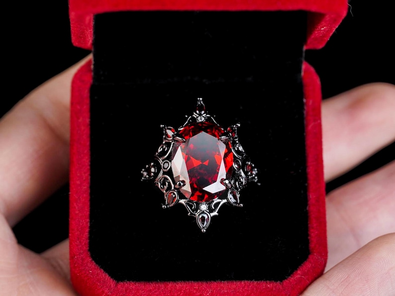 Love and Deepspace Sylus Replica Ring | Adjustable Gothic Red Gem Ring ...