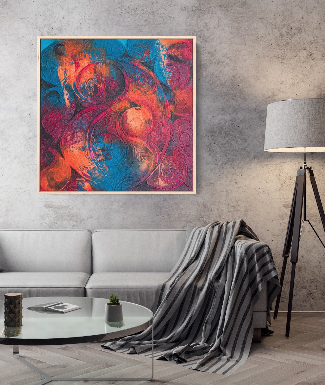 Abstract Art Canvas Print, Modern Painting, Wall Art, 24x24, Living ...