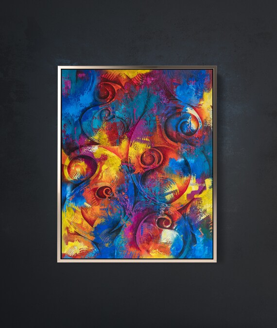 Large Original Hand Painted Abstract Floral Art Colourful | Etsy