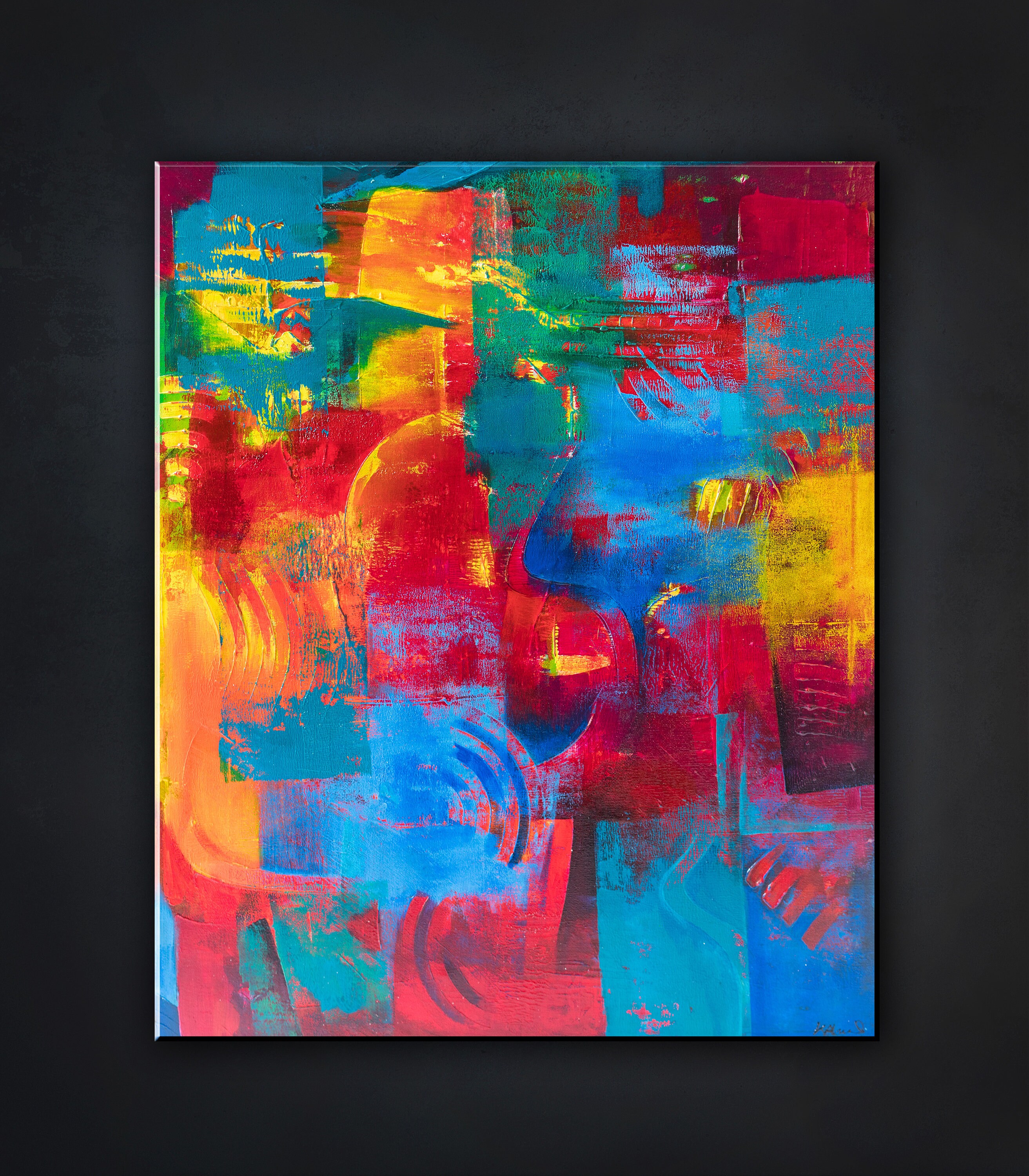 Two Piece Set Abstract Art, Modern Original Home Decor Set, Colourful ...