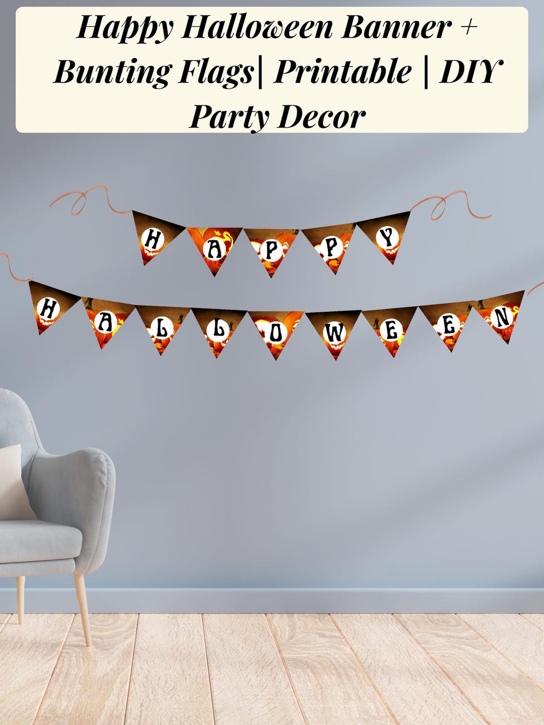 Printable Happy Halloween Bunting Banner: Spooky DIY Party Decor ...