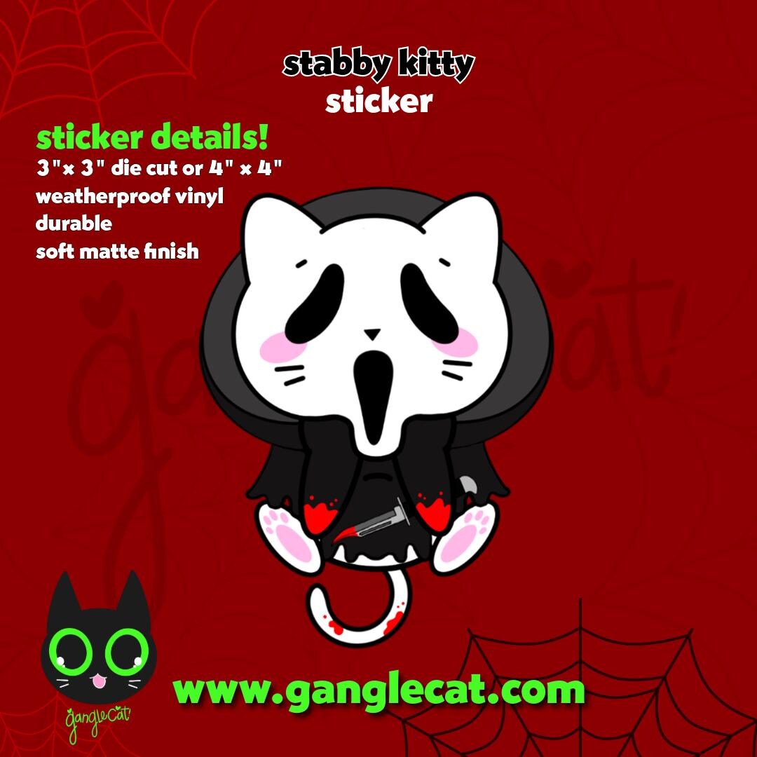 Stabby Kitty Sticker (scream Inspired Fan Art) - Etsy