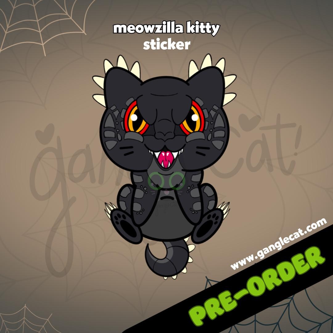 Meowzilla Kitty Sticker: Godzilla Inspired Vinyl Decal - Etsy