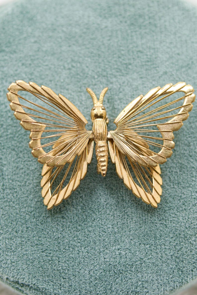 Vintage Monet Butterfly Brooch – Gold Tone Statement Pin, Collectible ...