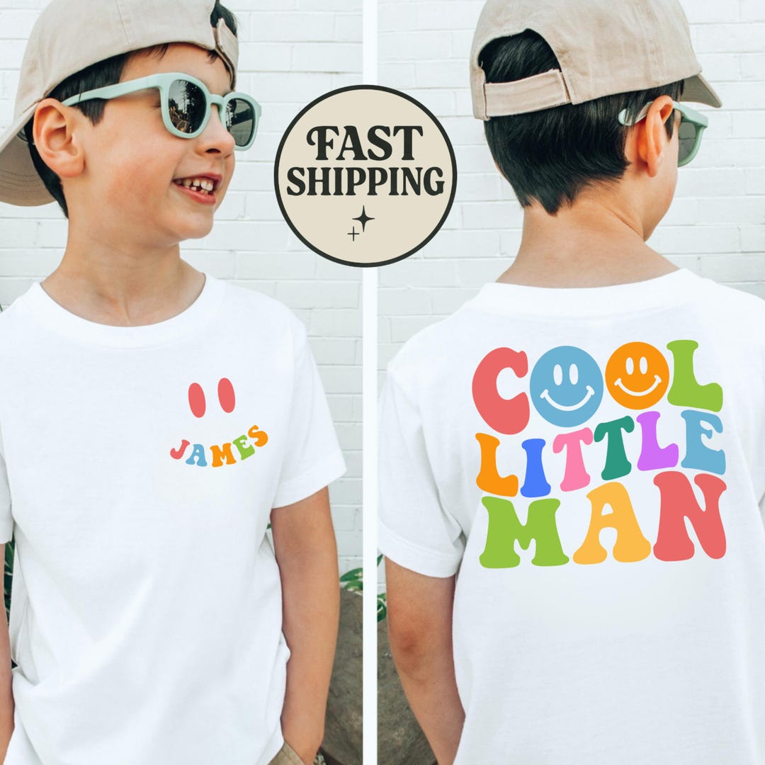 Personalized Cool Little Man Shirt, Cool Boys Crew Shirt, Kids Custom ...