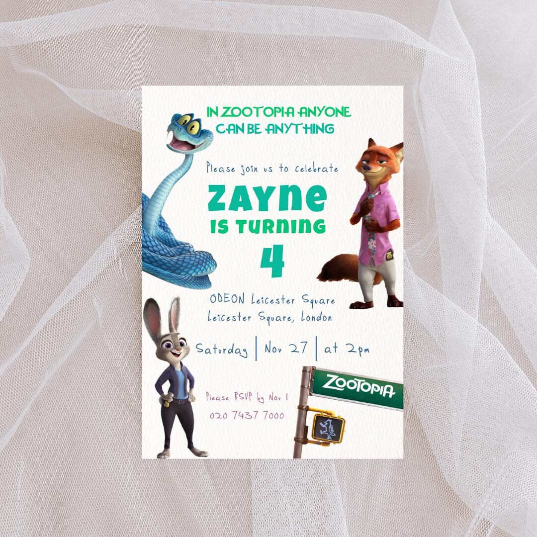 Zootopia Birthday Party Invitation | Editable Party Template | Instant ...