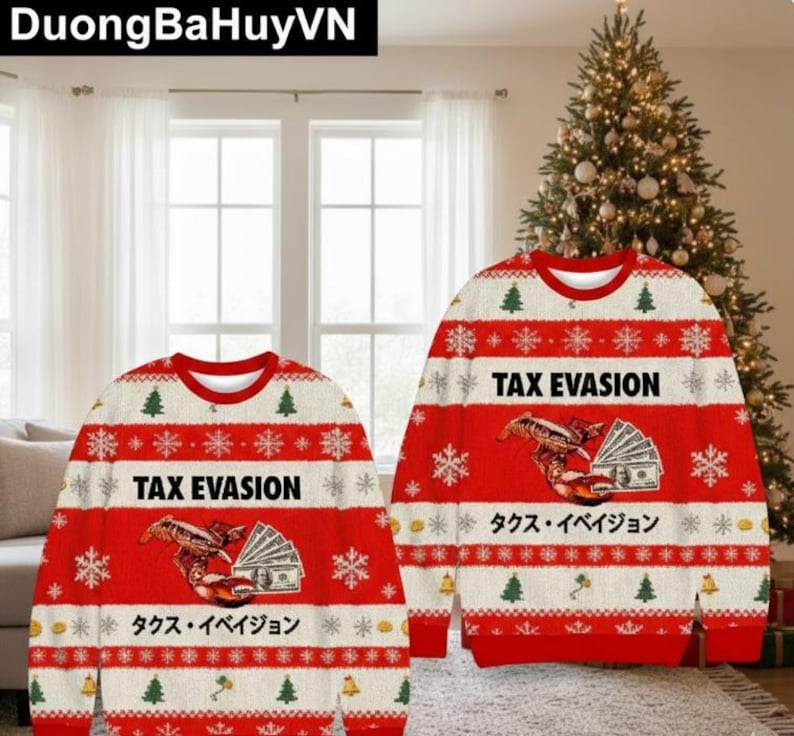Lobster Tax Evasion Ugly Christmas Sweater, Funny Finance Meme Shirt ...