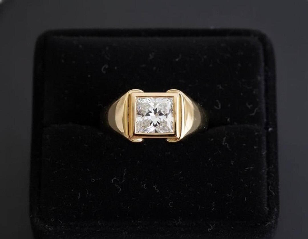 Gold Square Stone Signet Ring | Luxury Men Statement Ring | Vintage ...