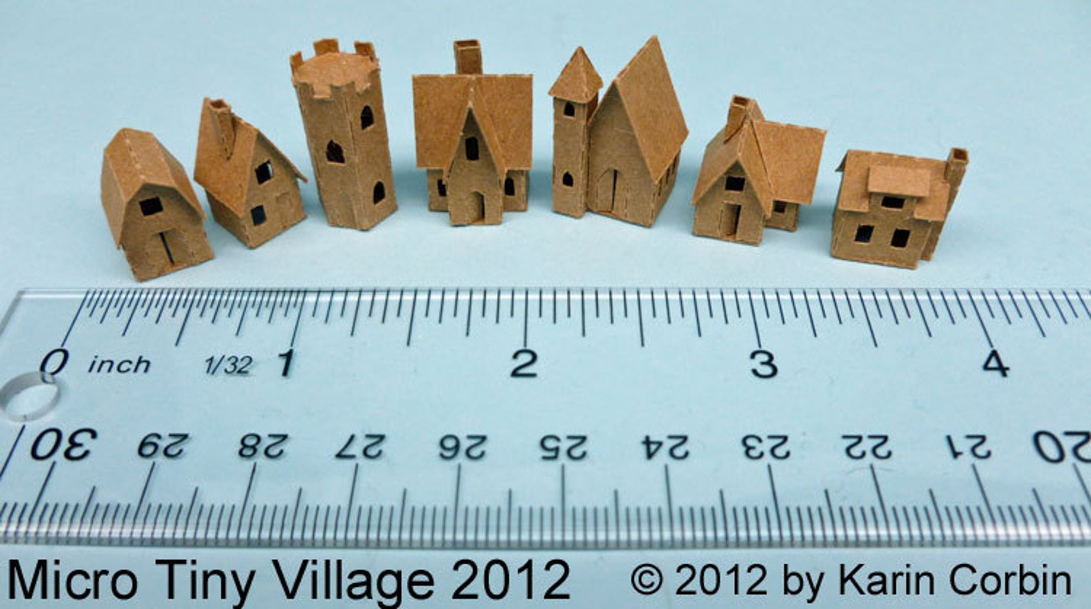 Micro Tiny Village 2012, Pre-cut Cardstock Kit to Build 7 Miniature ...