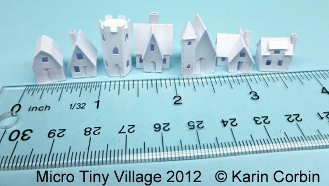 Micro Tiny Village 2012, Pre-cut Cardstock Kit to Build 7 Miniature ...