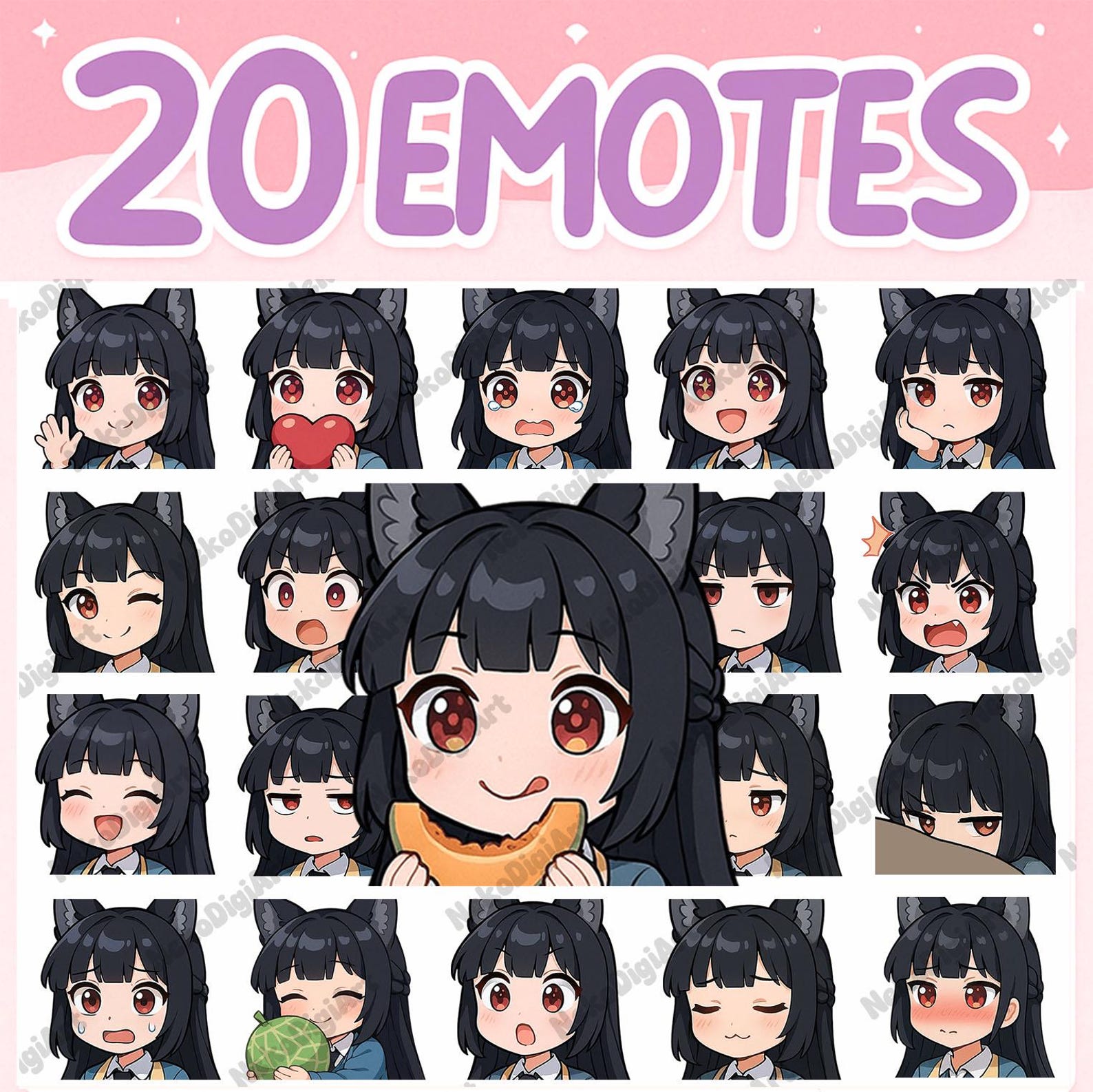 Miyabi Chibi 20 Emote Pack - Zenless Zone Zero, Twitch, Youtube ...