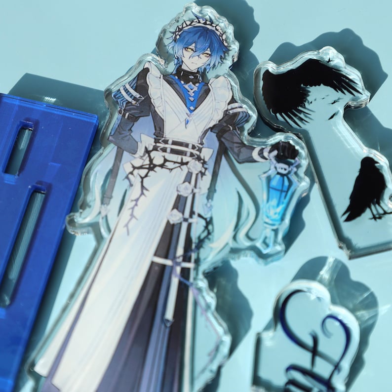 Genshin Impact Flins Acrylic Standee - Blue Haired Servant With Cane ...