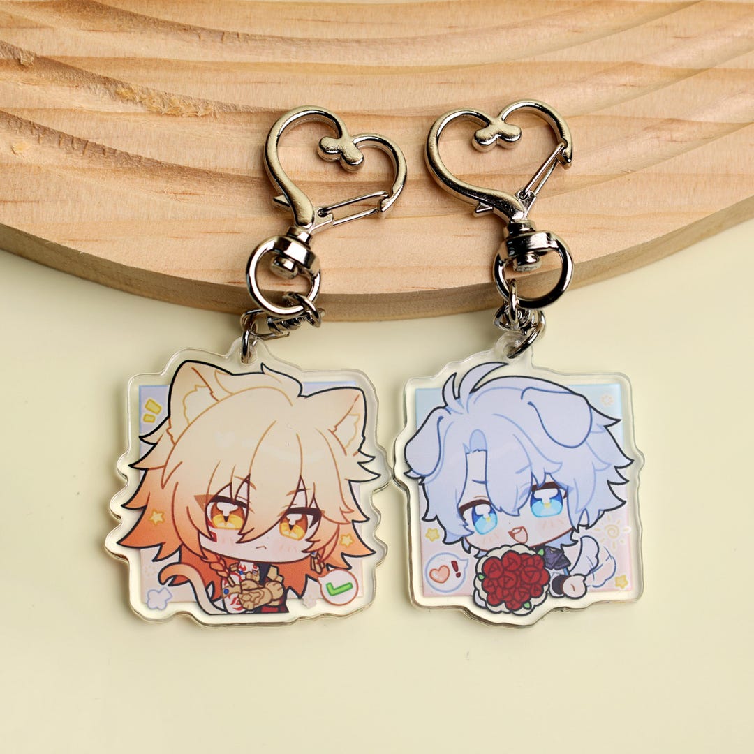 Mydei Phainon Acrylic Keychain Set - Cute Chibi Cat Ear Character With ...
