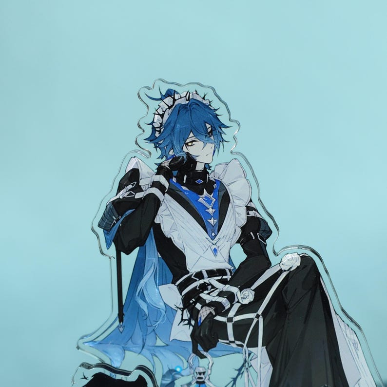 Genshin Impact Flins Acrylic Standee - Blue Haired Servant With Cane ...