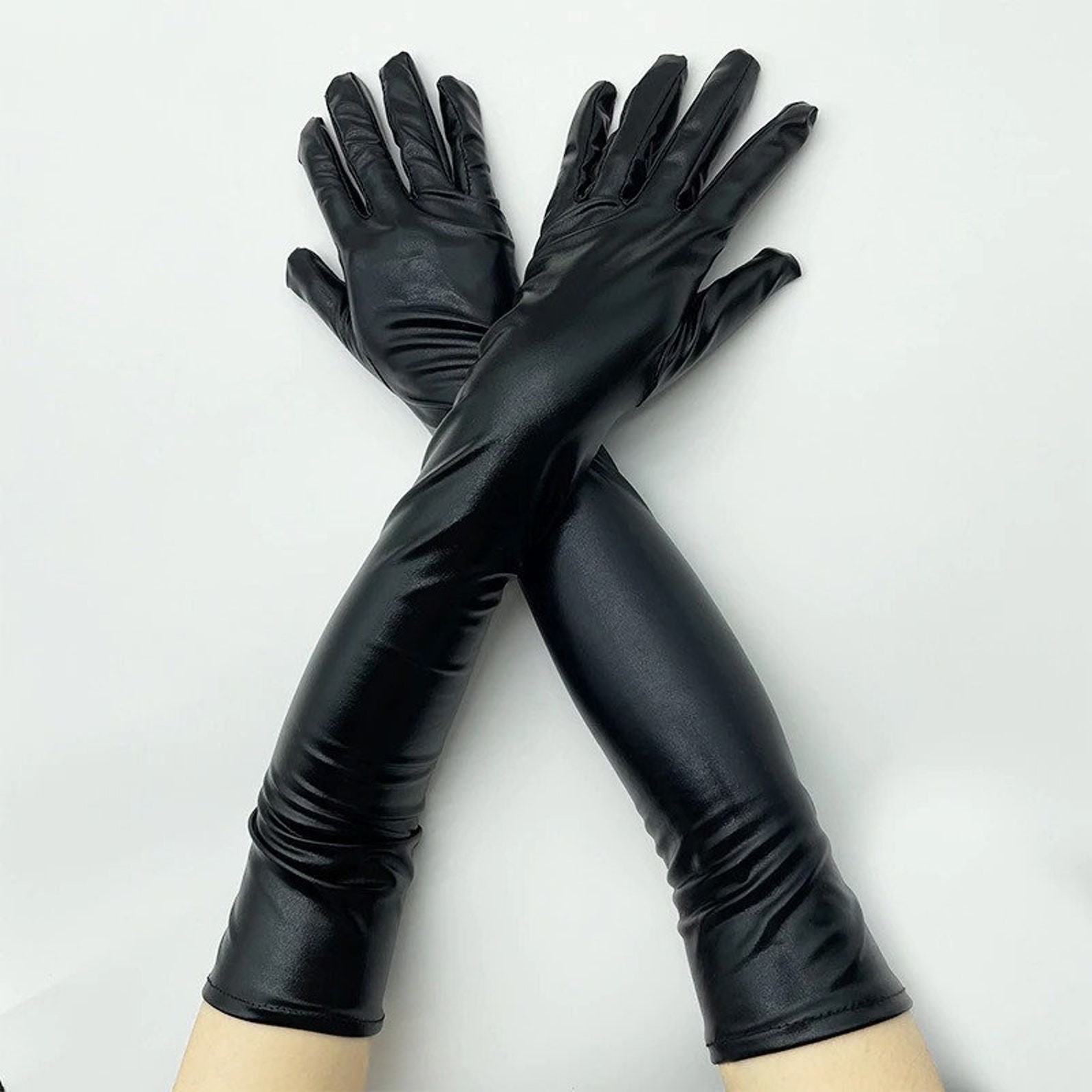 Adult Long Patent Leather Coated Pole Dance Performance Gloves - Etsy