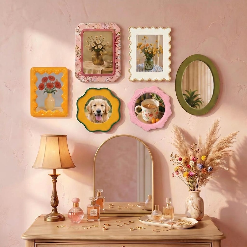 Whimsical Wavy Photo Frame Set | Colorful Mixed Shaps Frames for ...