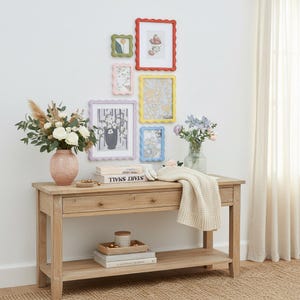 Colorful Wavy Picture Frames Set, Pastel Wall Gallery Frames, Vintage Floral Art Frames ...