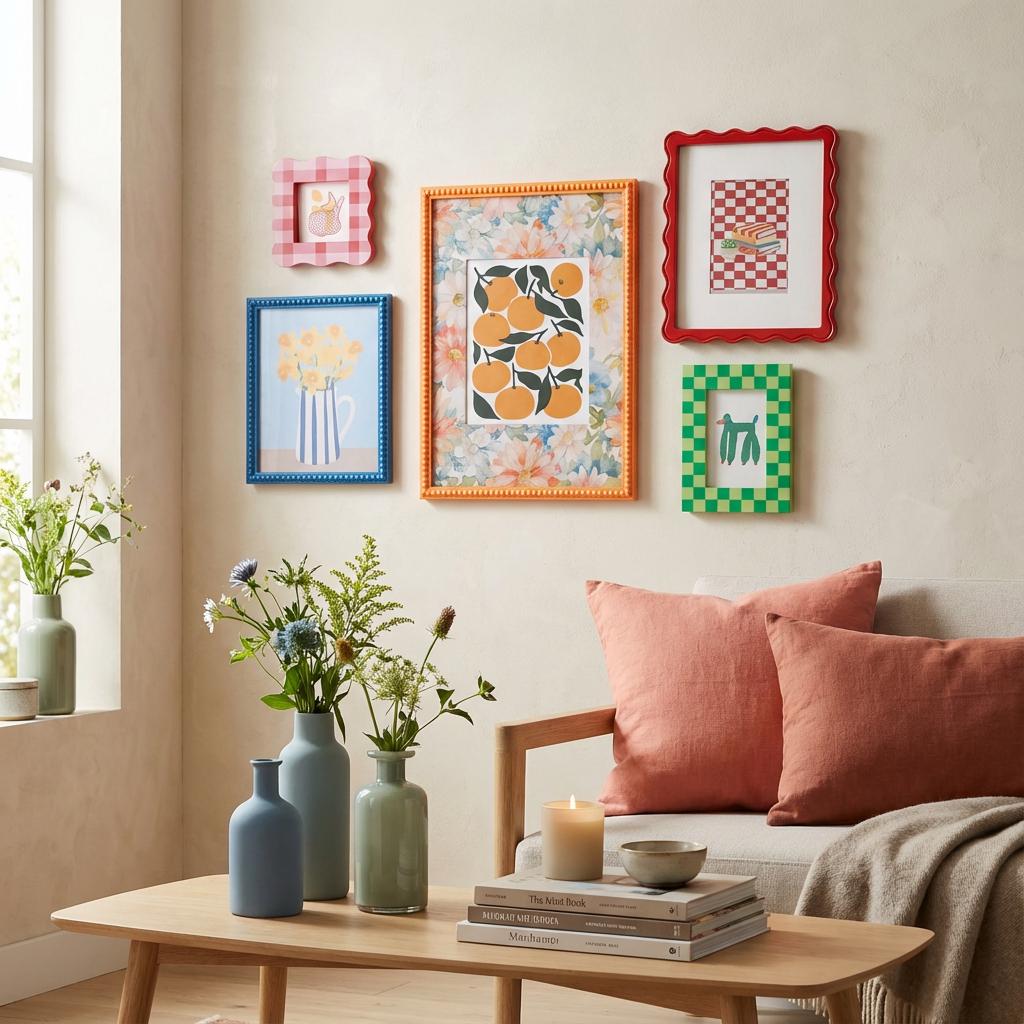 Eclectic Wall Art Picture Frame Set | Funky Vibrant Scalloped ...
